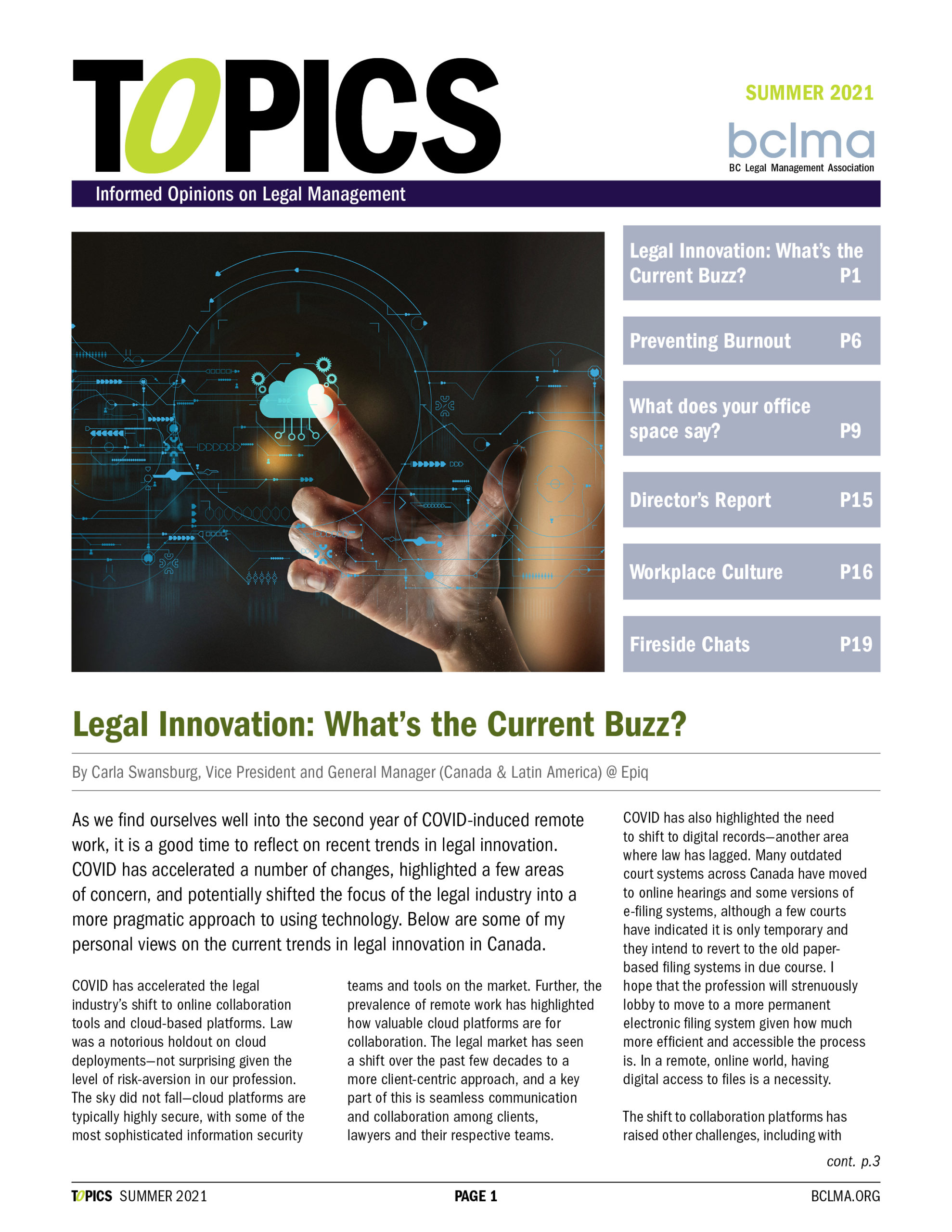 TOPICS Newsletter – BCLMA