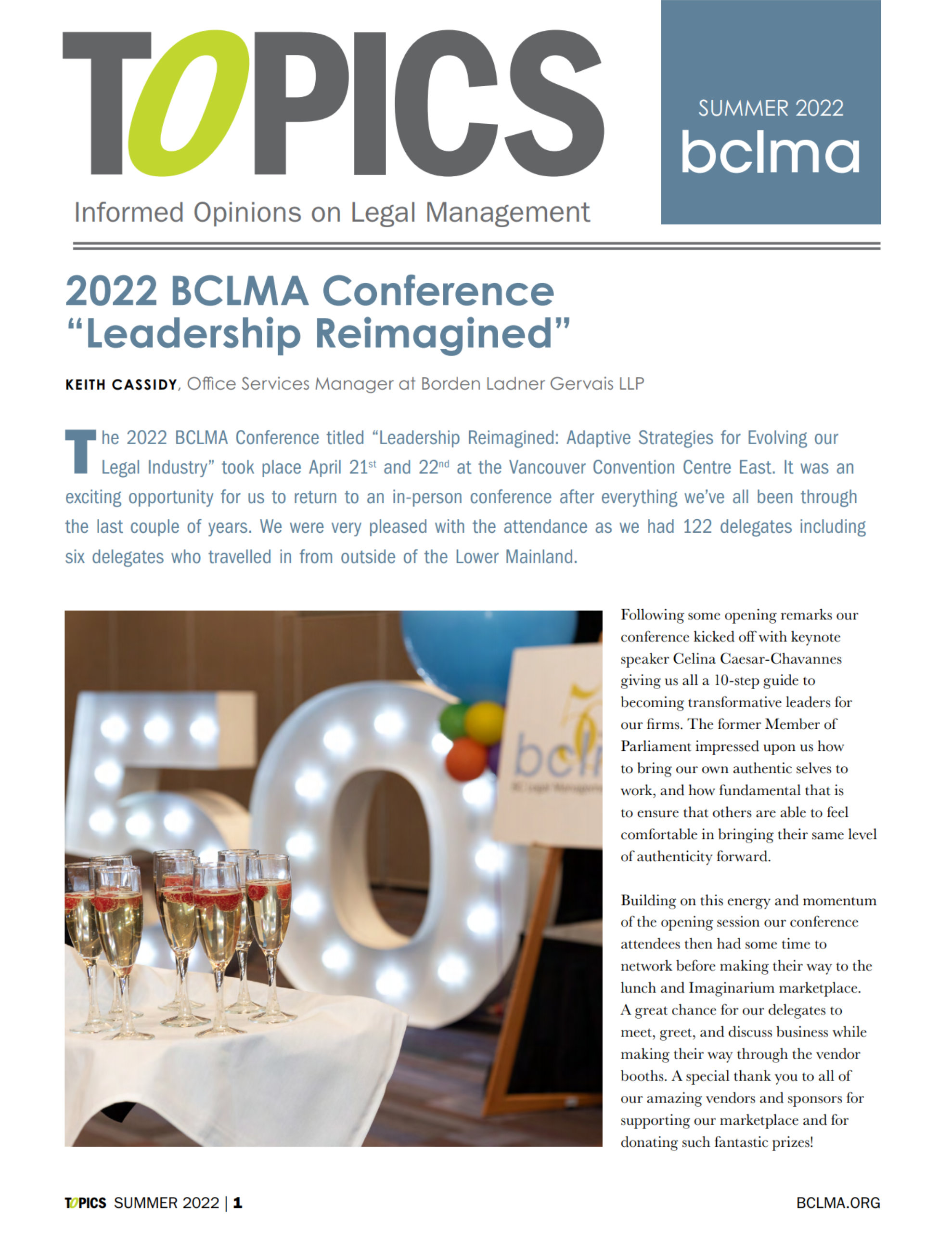 TOPICS Newsletter - BCLMA